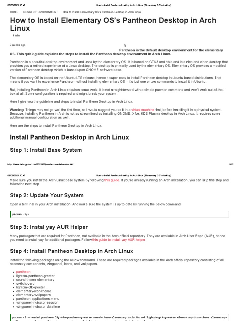 How To Install Pantheon Desktop in Arch Linux (Elementary OS's Desktop ...