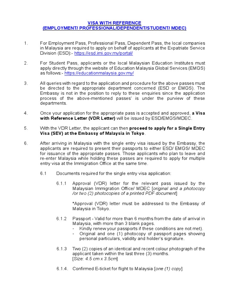 VDR Visa Application Process in Malaysia | PDF | Travel Visa | Passport