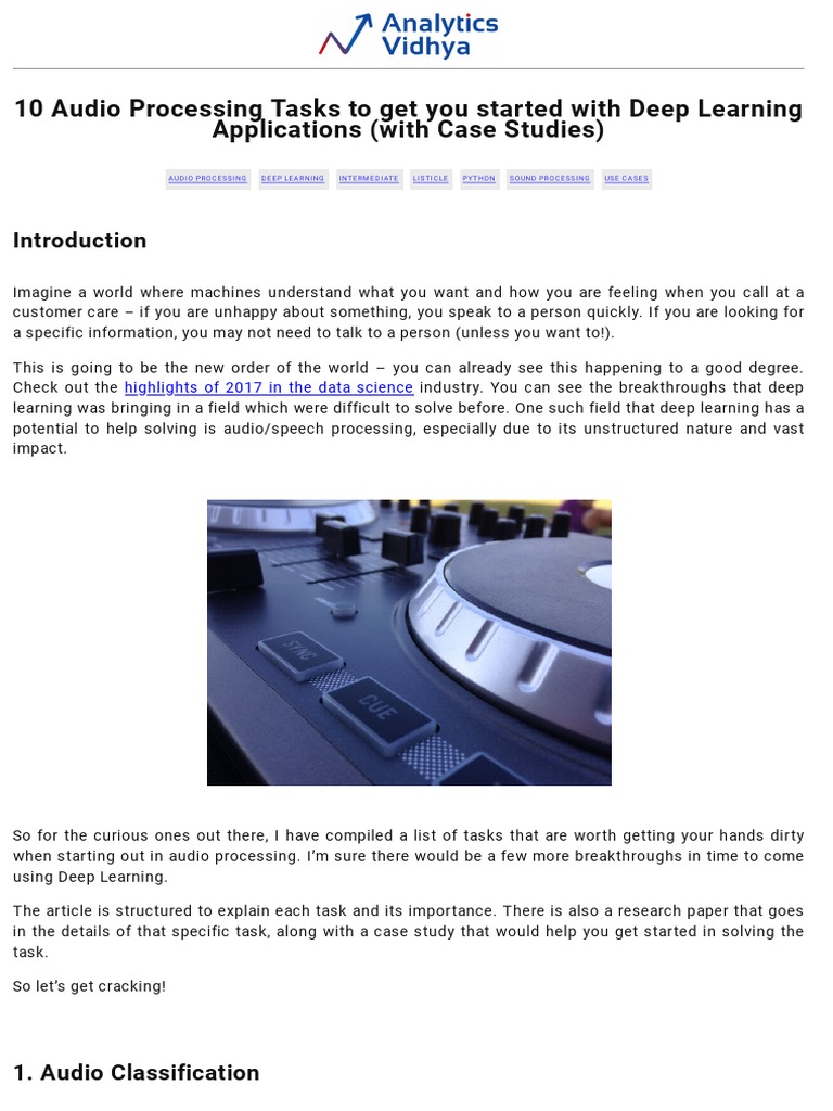 10 Audio Processing Tasks To Get You Started With Deep Learning ...