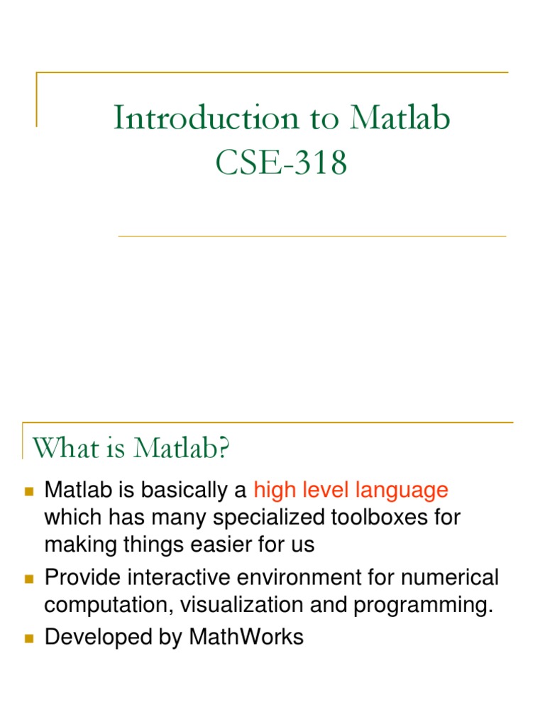 Introduction To Matlab | Download Free PDF | Matlab | Matrix (Mathematics)