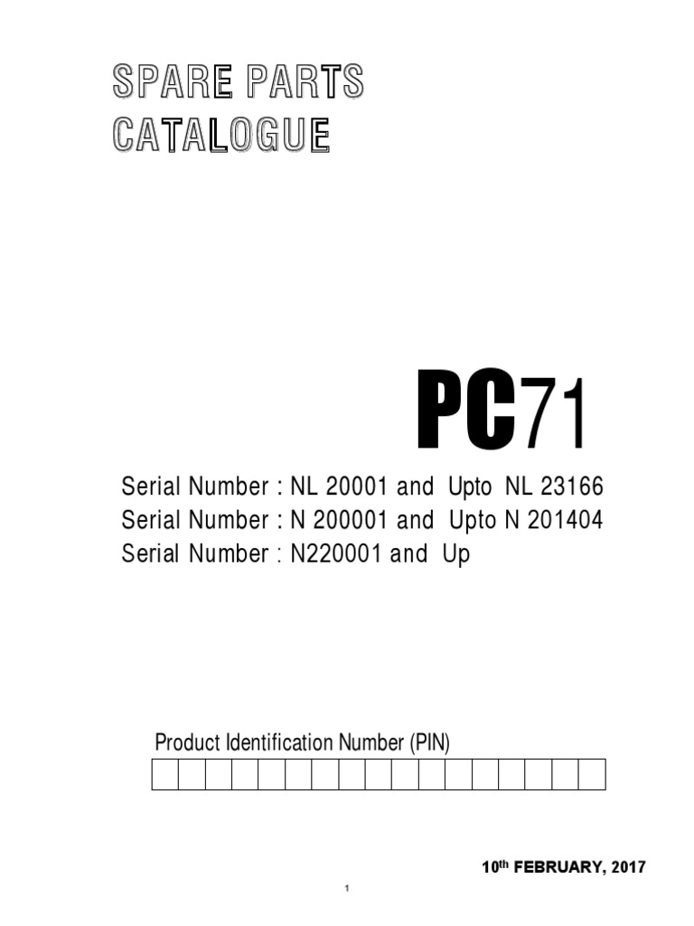 Komatsu PC71 Spare Parts Catalogue | PDF | Manufactured Goods ...