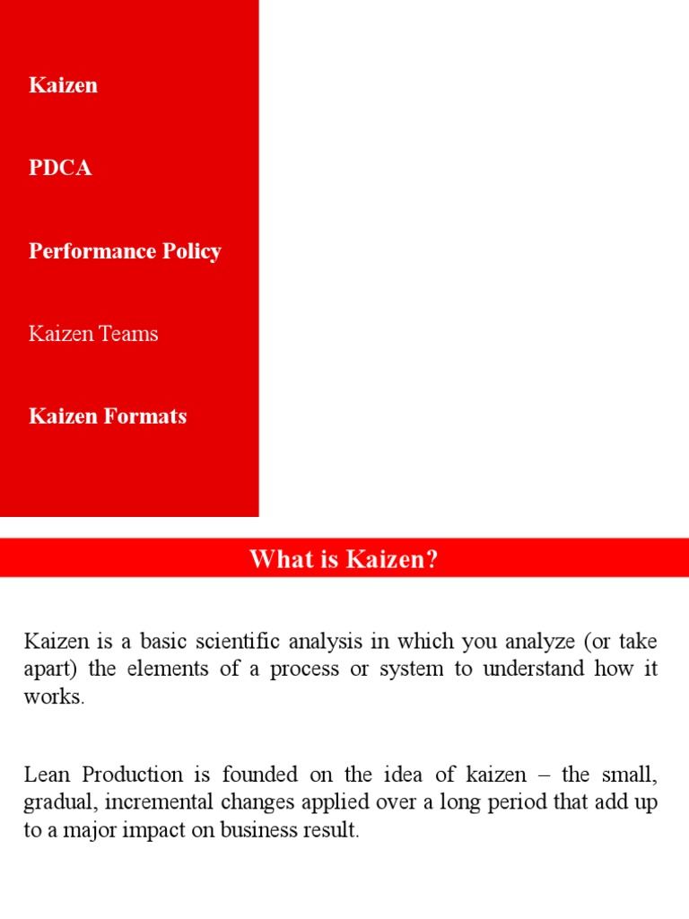 Kaizen and PDCA: Continuous Improvement Guide | PDF | Business ...
