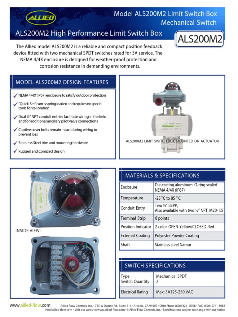 ALS200M2 High Performance Limit Switch Box | PDF | Switch | Electrical ...