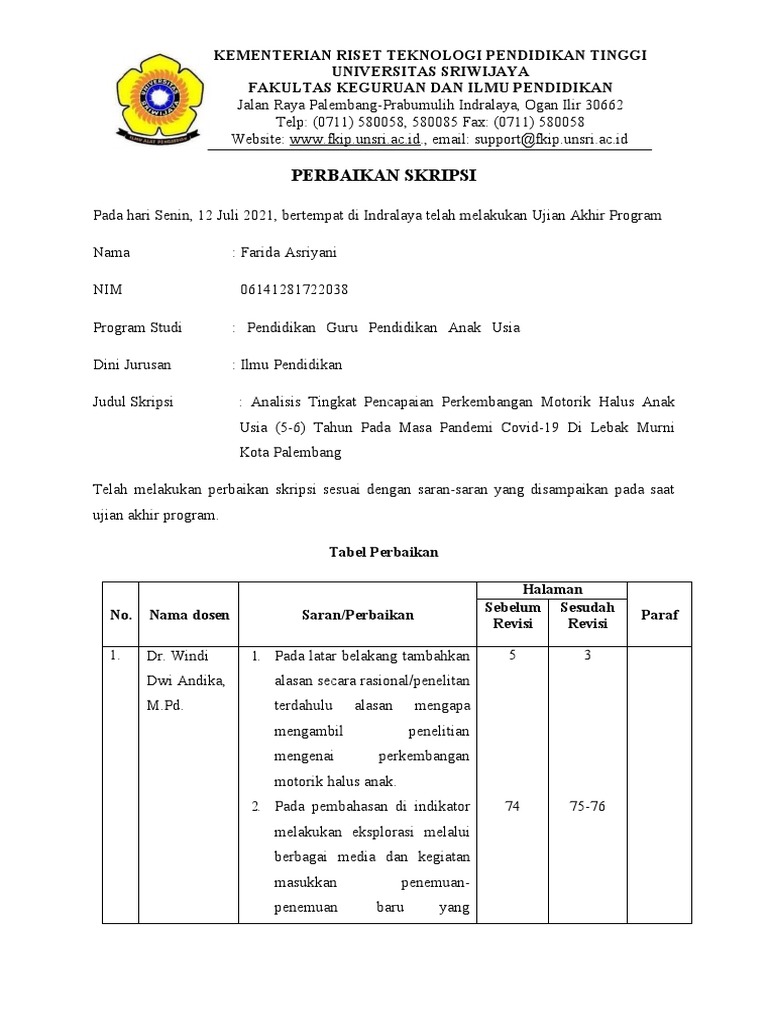 TABEL PERBAIKAN SKRIPSI-dikonversi | PDF