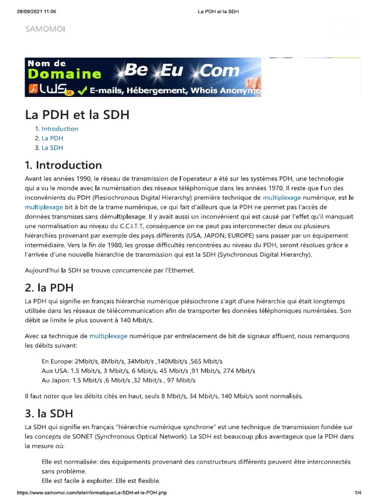 La PDH Et La SDH | PDF