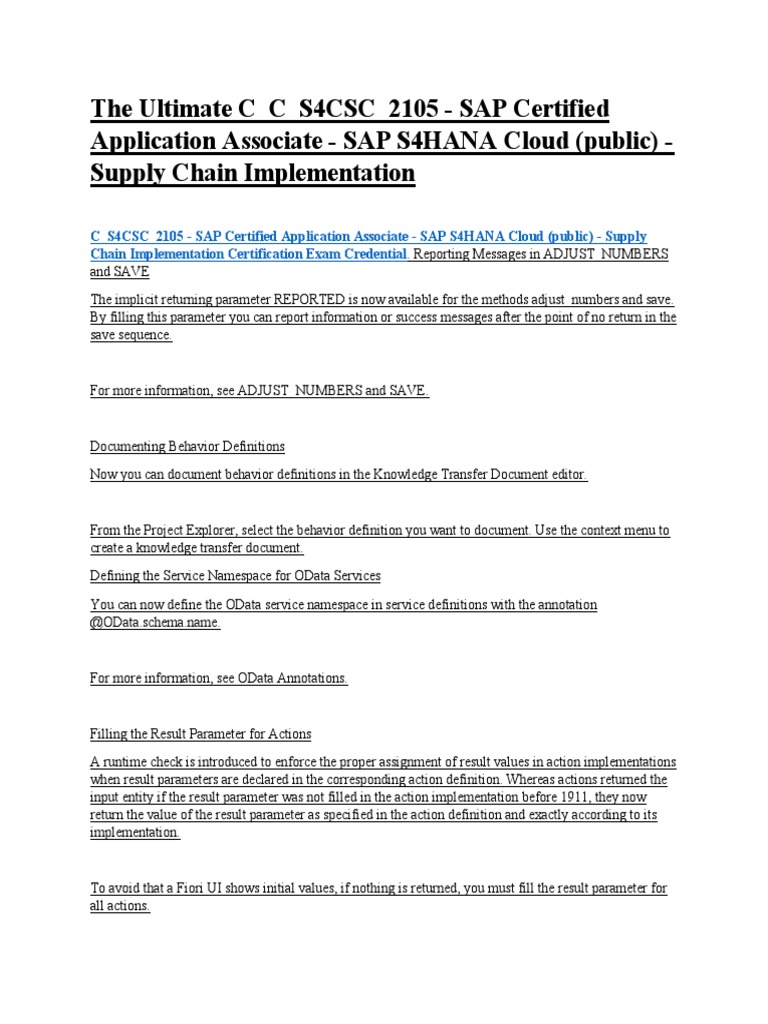 The Ultimate C C S4csc 2105 Sap Certified Application Associate Sap S4hana Cloud 