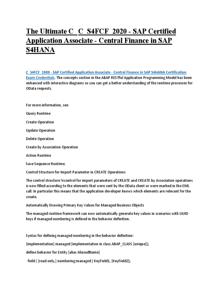 The Ultimate C - C - S4FCF - 2020 - SAP Certified Application Associate - Central Finance in SAP ...