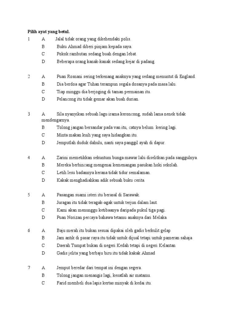 Pilih Ayat Yang Betul | PDF