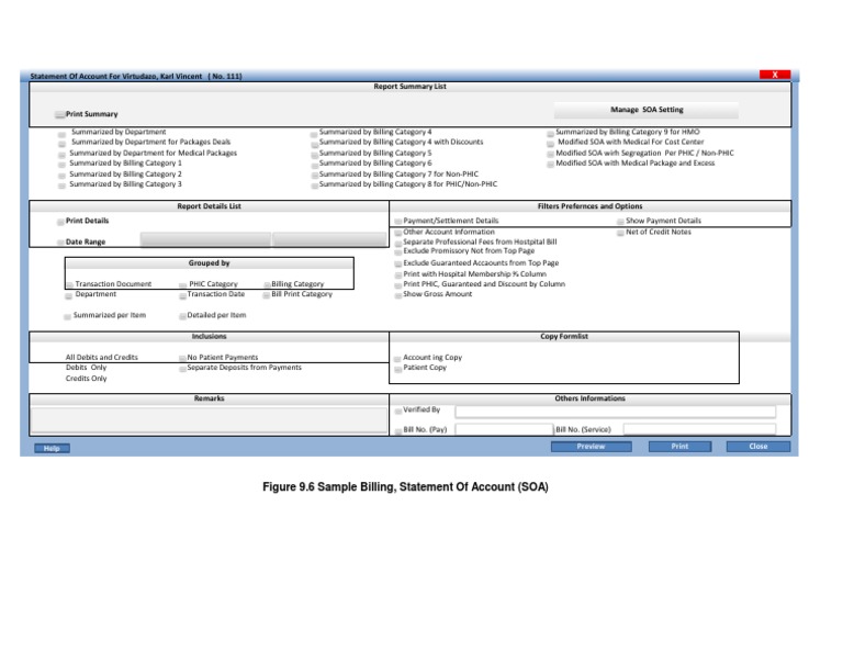Figure 9.6 Sample Billing, Statement of Account (SOA) | PDF | Financial Transaction | Debits And ...