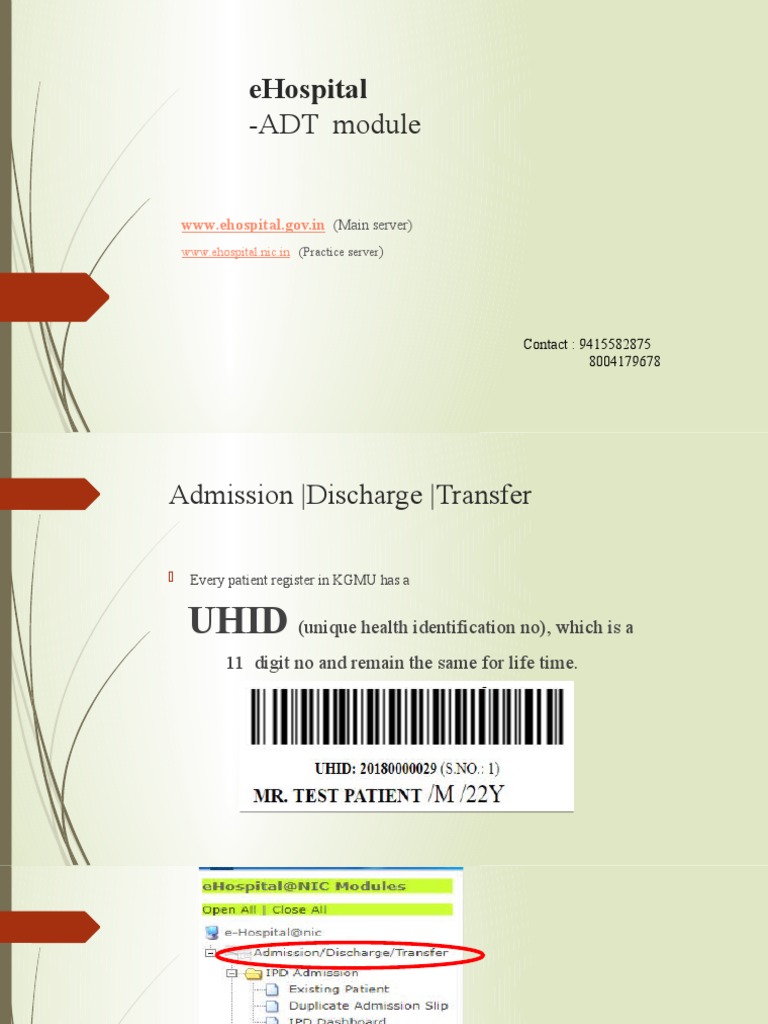 EHospital ADT | PDF | Patient | Health Sciences
