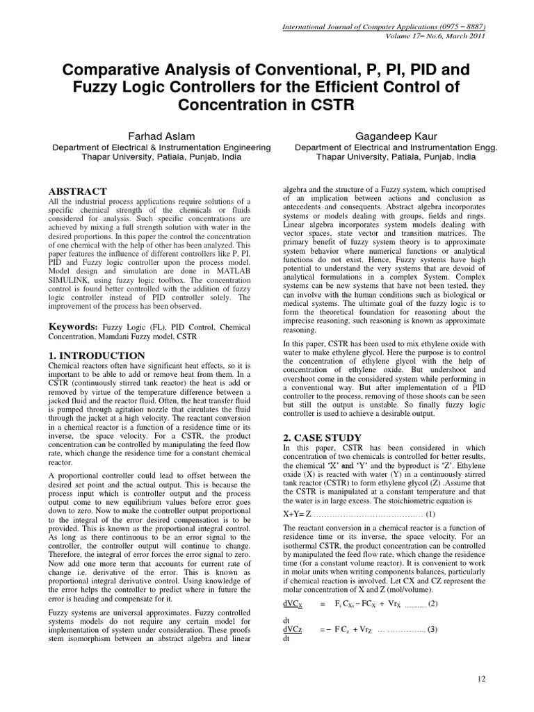 Comparative Analysis of Conventional, P, PI, PID and Fuzzy Logic ... Comparative Analysis of Conventional, P, PI, PID and Fuzzy Logic ...