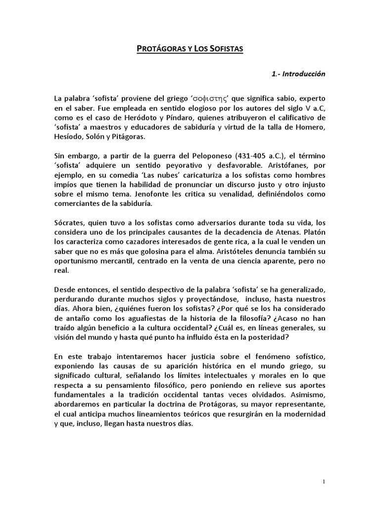 Protagoras y Los Sofistas | PDF | Platón | Relativismo