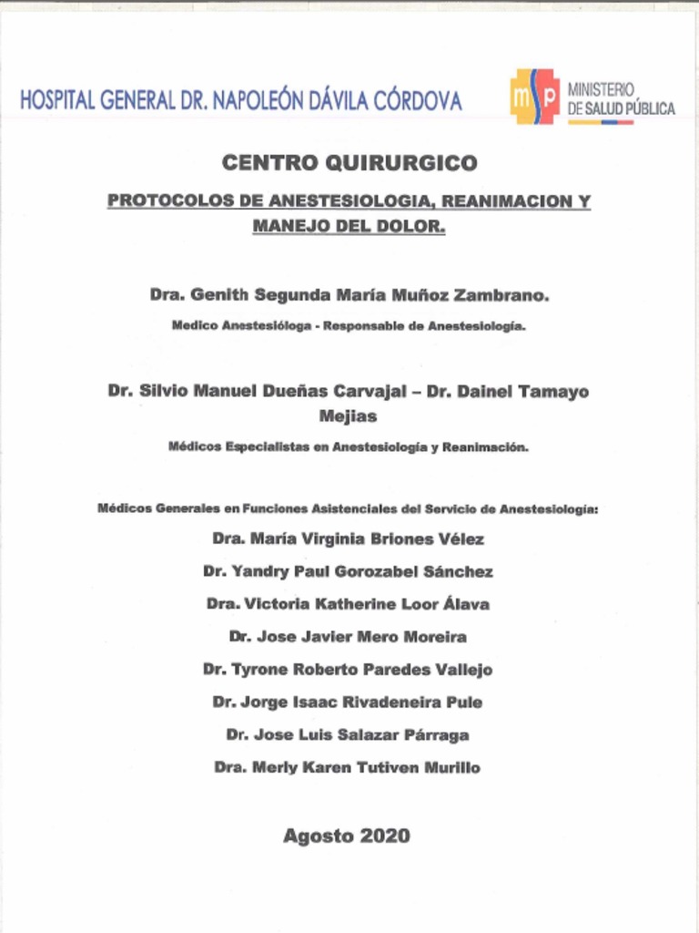 Protocolos Anestesiologia HNDC Chone | PDF
