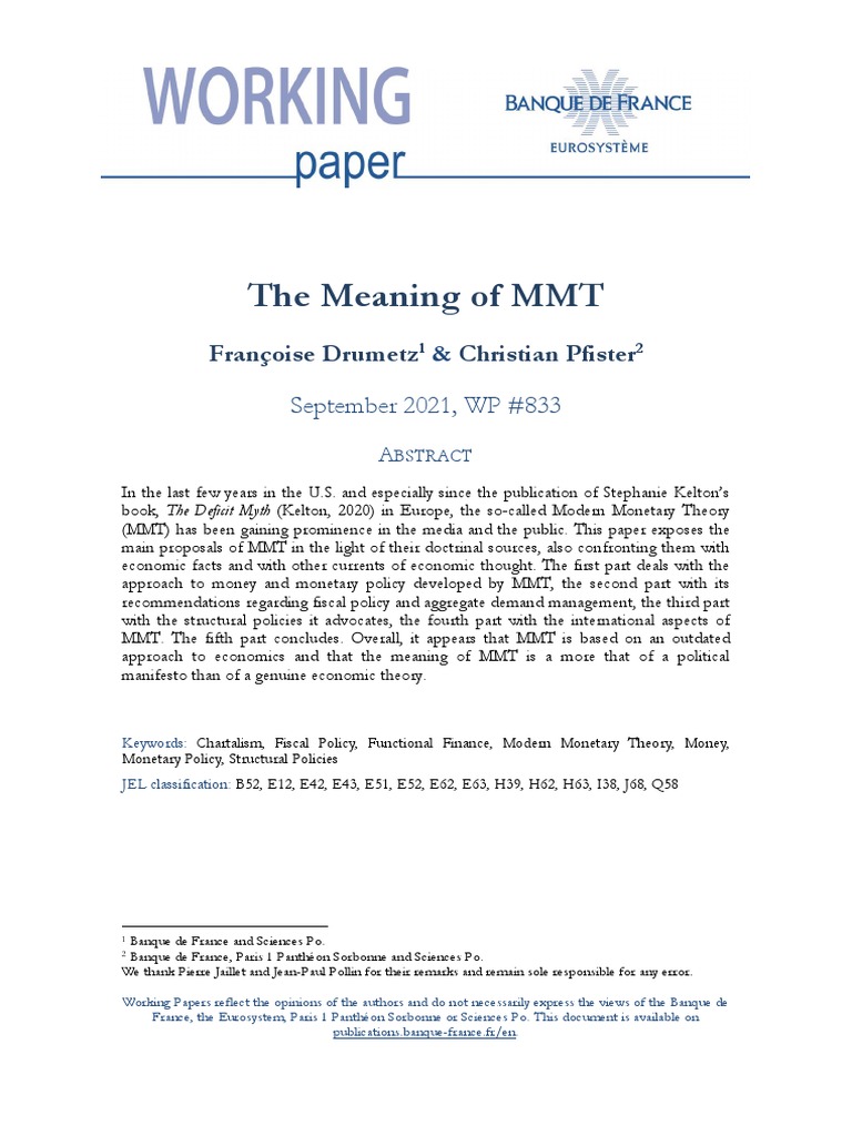 The Meaning of MMT: Françoise Drumetz Christian Pfister | PDF | Central ...