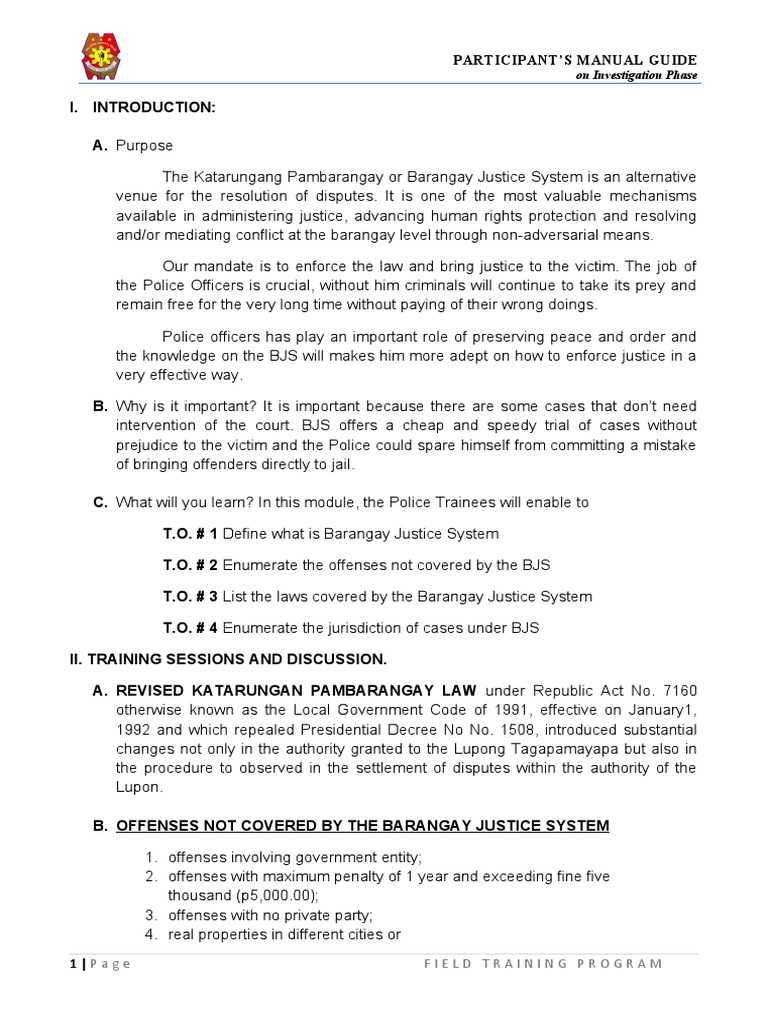 Barangay Justice System (BSJ) | PDF | Crime & Violence | Crimes