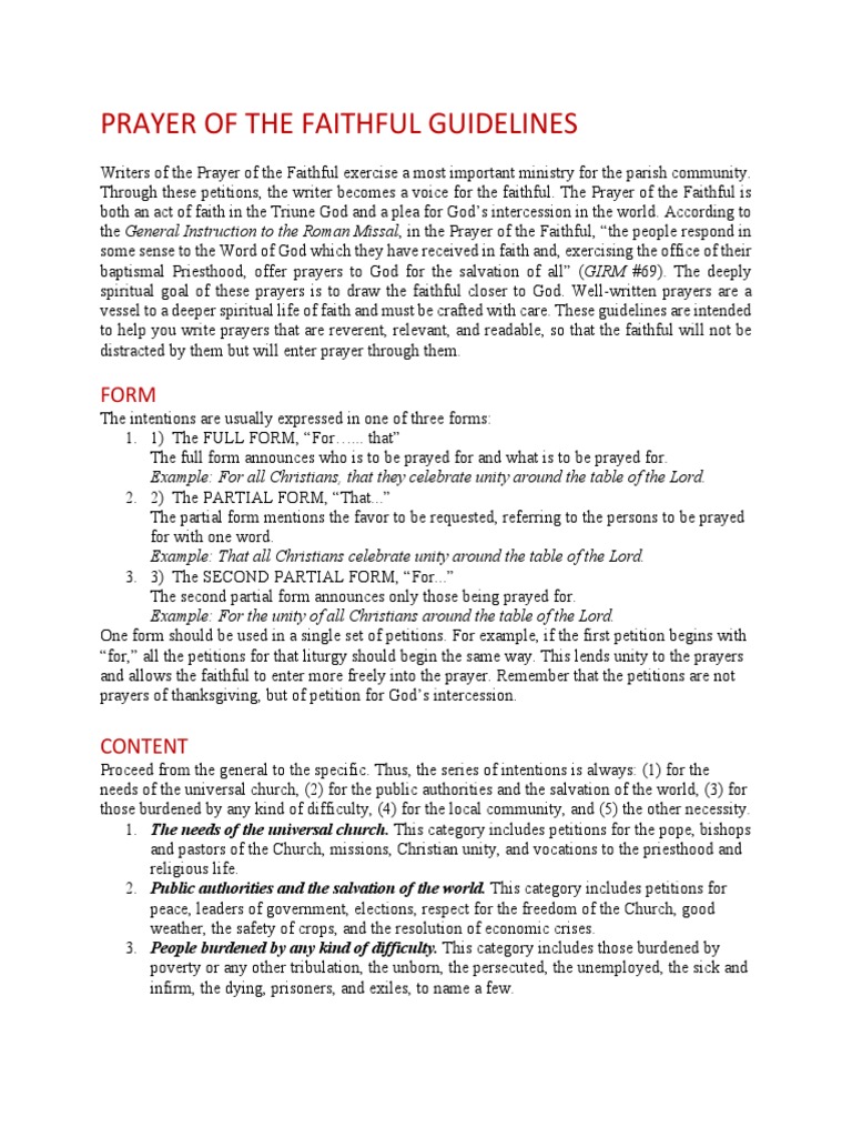 Prayers of The Faithful | PDF | Prayer | Mercy