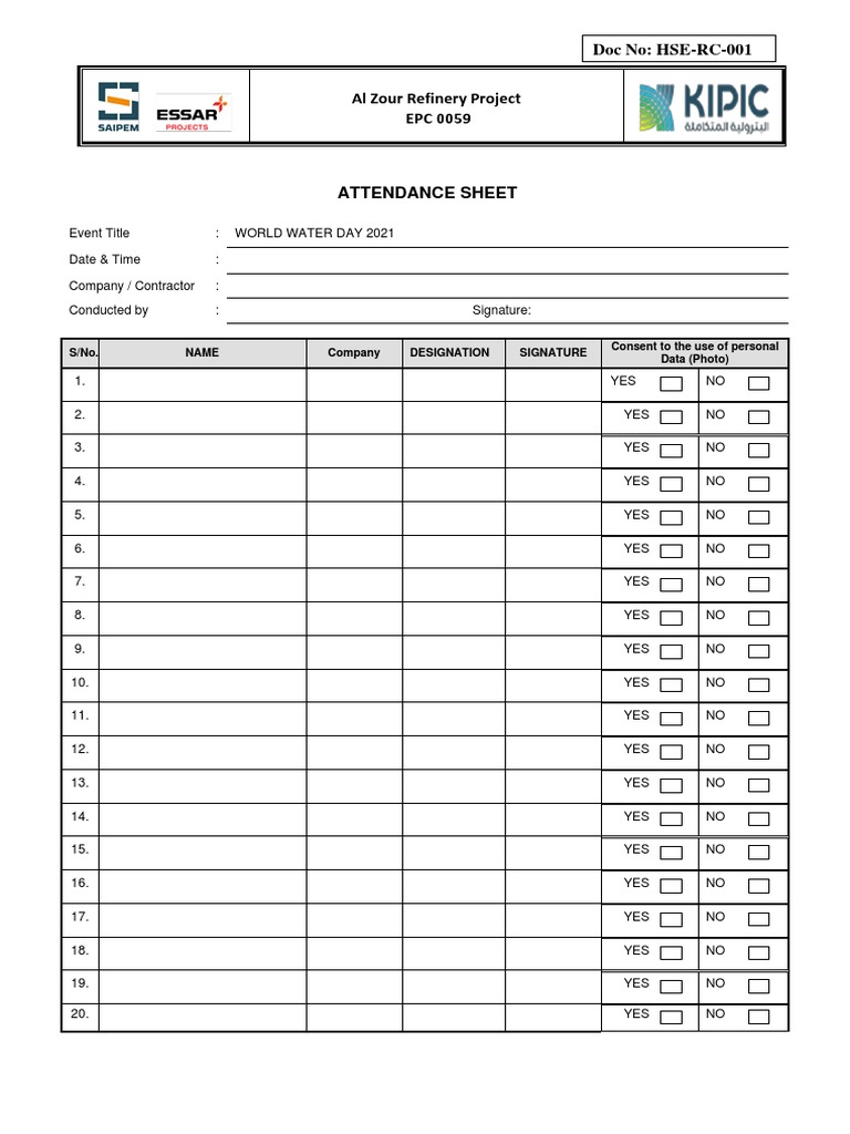 Attendance Sheet With Consent | PDF