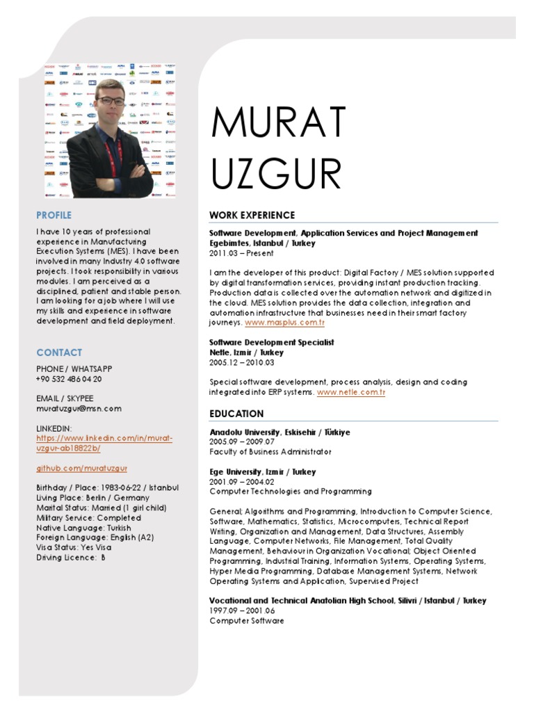 Murat UZGUR - Cv.english | PDF | Computer Programming | Software
