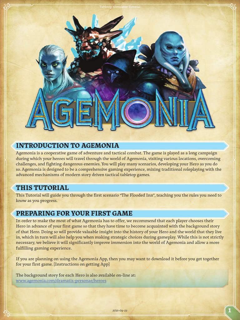 Agemonia Rulebook Tutorial-I | PDF | Tabletop Role Playing Game | Hero