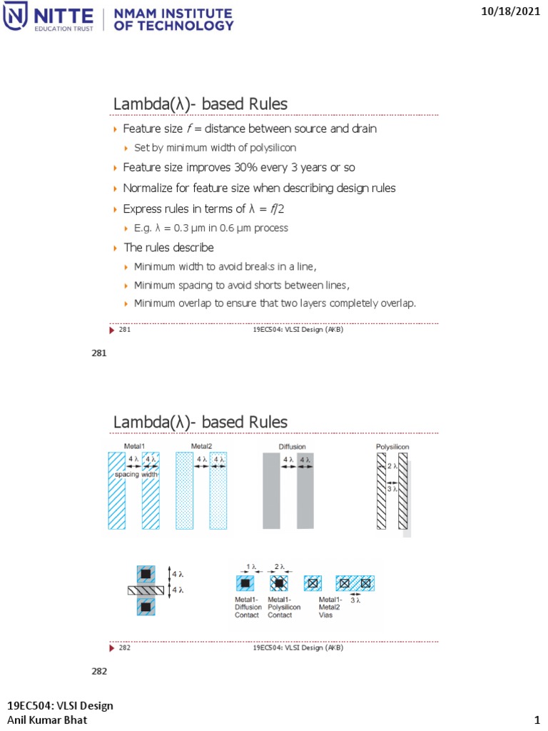Lambda (λ) -based Rules: Set by minimum width of polysilicon | PDF ...