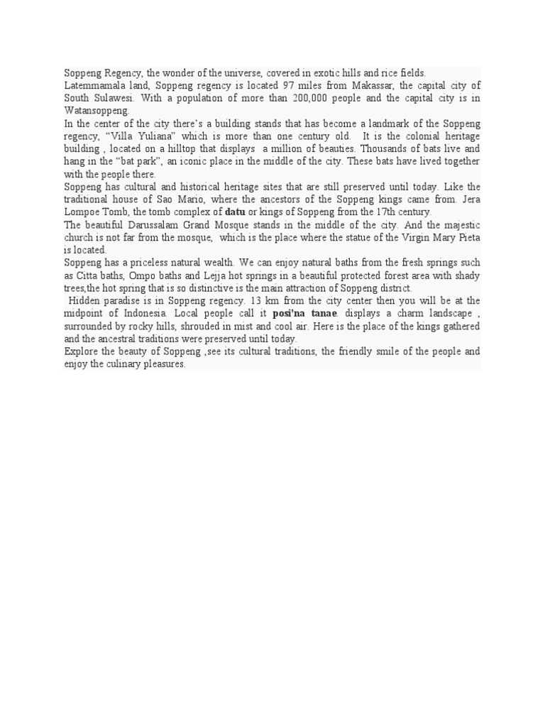 Soppeng Regency | PDF | Social Science | Travel
