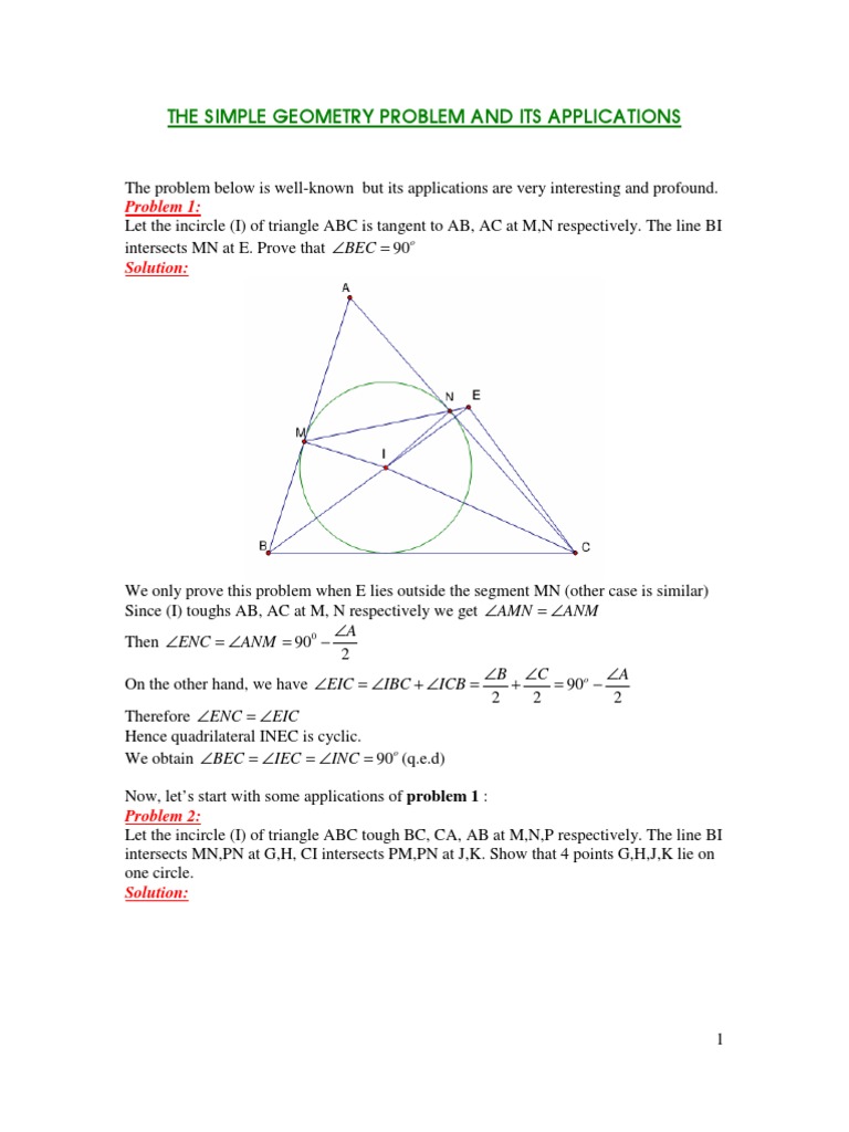 Simple Problem and Its Applications | PDF | Triangle | Classical Geometry