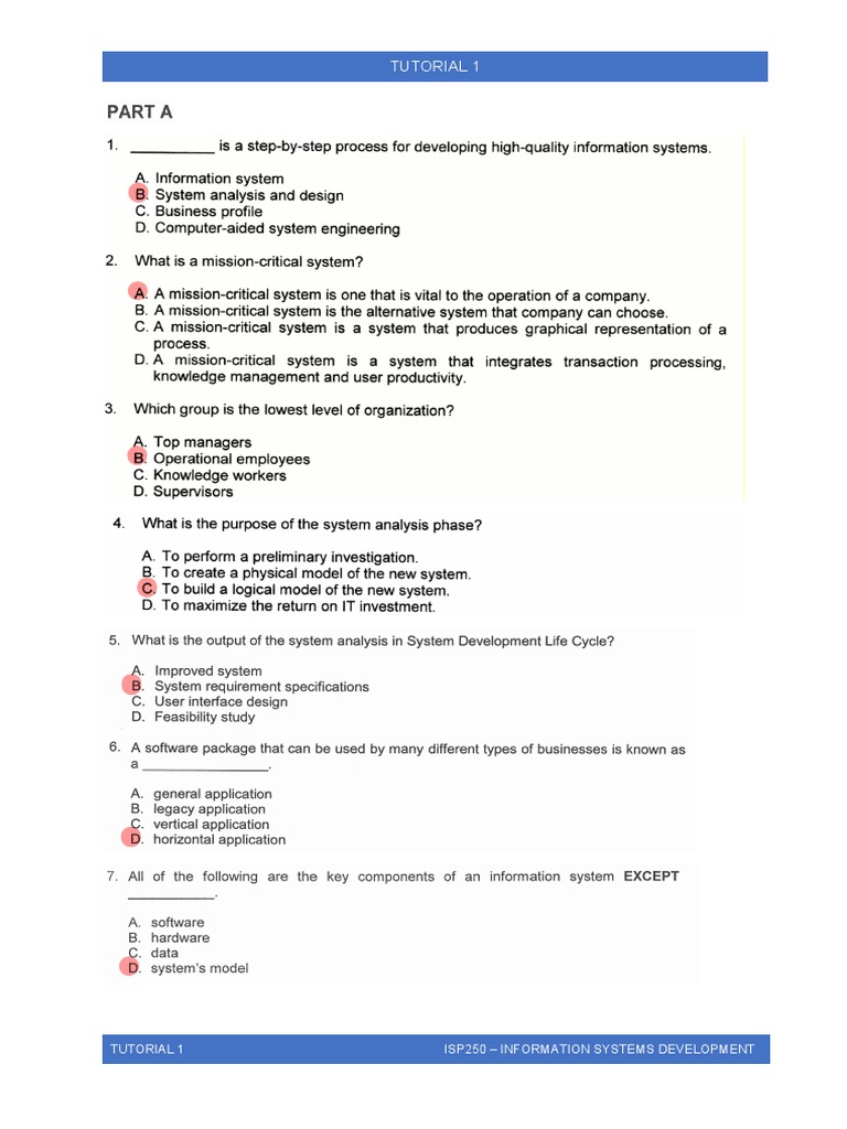 ISP250 Tutorial 1 Overview | PDF | Information System | System