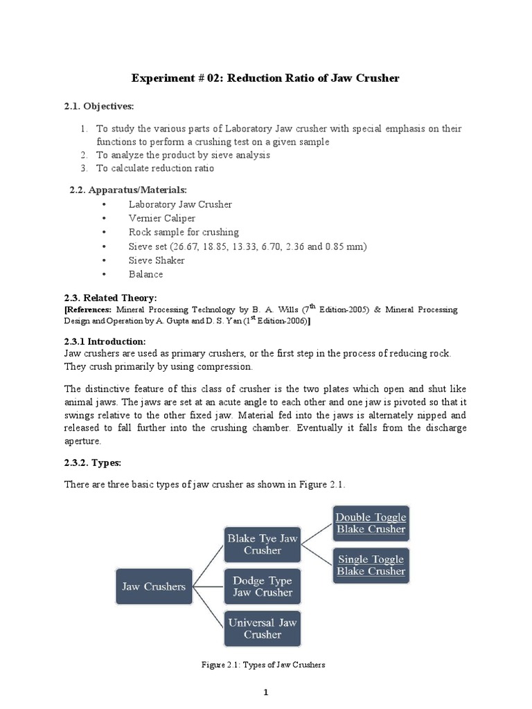 Experiment 02 Reduction Ratio of Jaw Crusher | PDF | Mechanical Engineering
