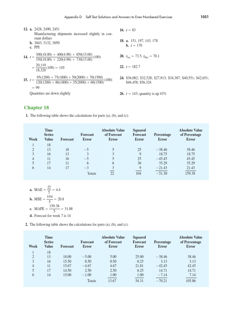 Chapter 18 Answers | PDF | Forecasting | Mean Squared Error