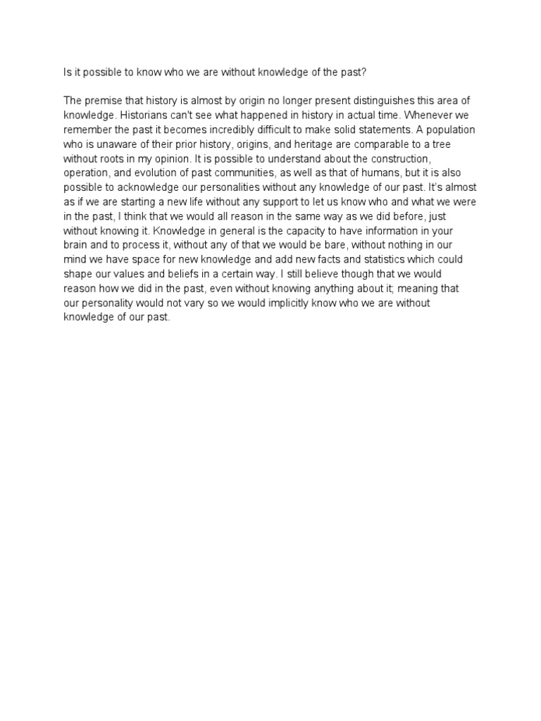 Is It Possible To Know Who We Are Without Knowledge of The Past | PDF ...