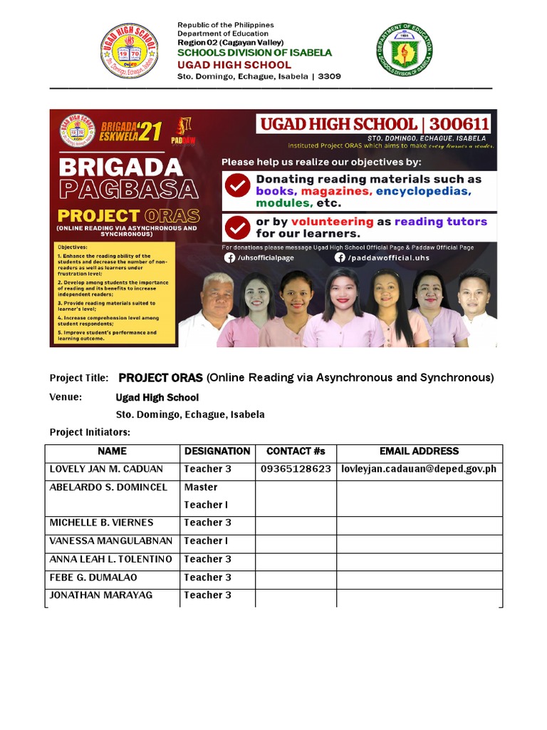 Reading Program Proposal - Project Oras Proposal | PDF | Reading ...