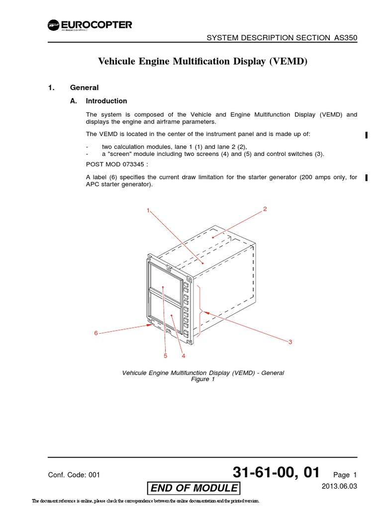 VEMD System Overview for AS350 Helicopter | PDF | Helicopter | Avionics