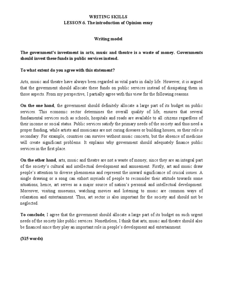 Lesson 6 Opinion Essay Model | PDF