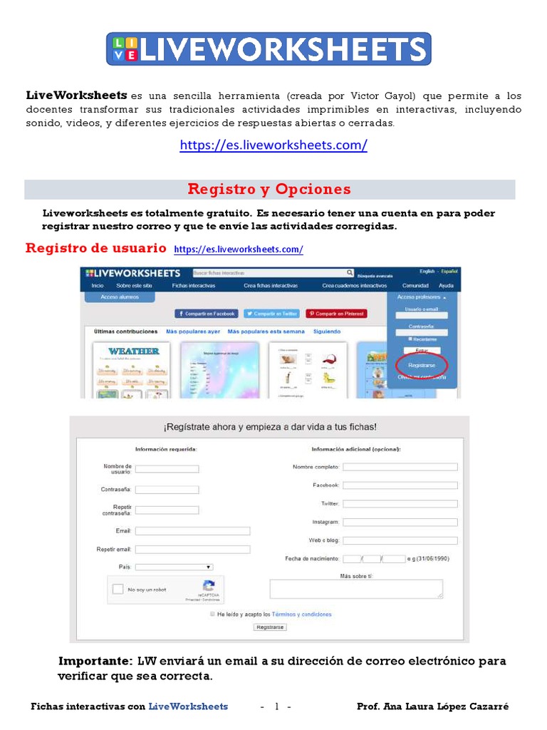 Fichas Interactivas en LiveWorksheets | PDF