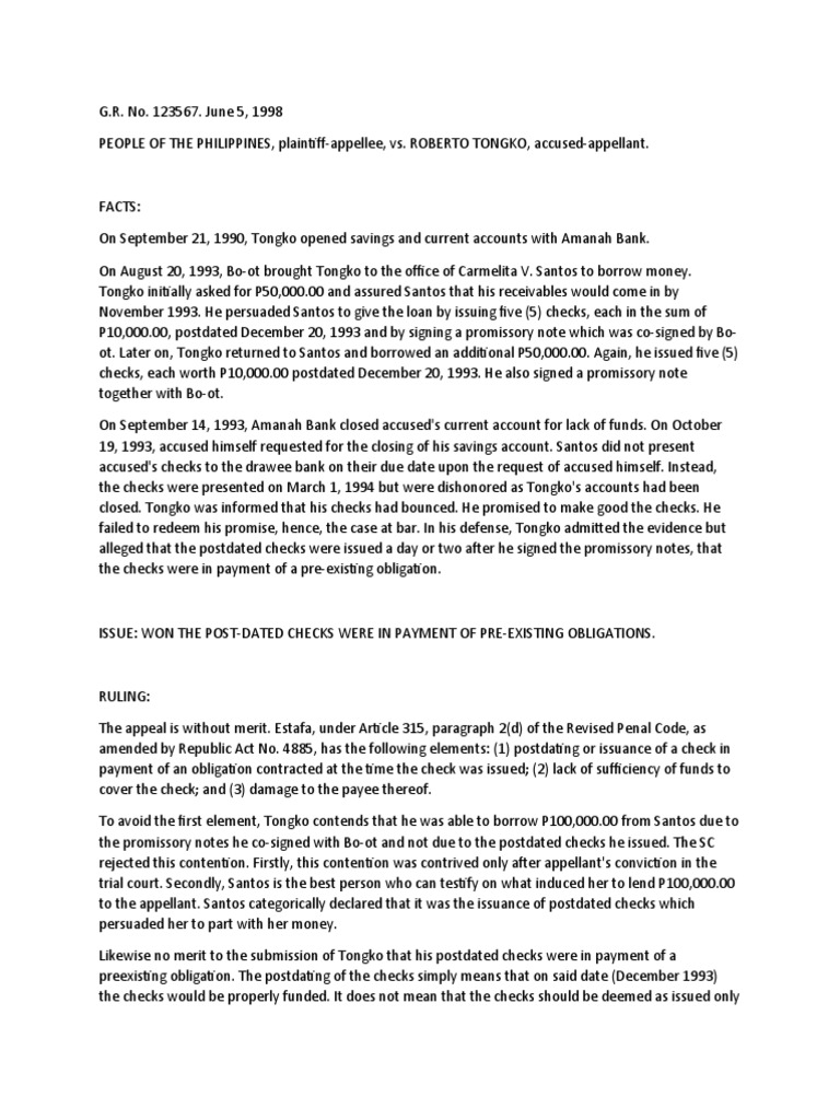 11 G.R. No. 123567 | PDF | Payments | Promissory Note