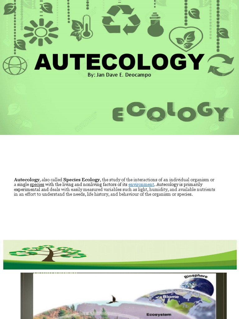 Autecology: By: Jan Dave E. Deocampo | PDF | Ecosystem | Polar Bear