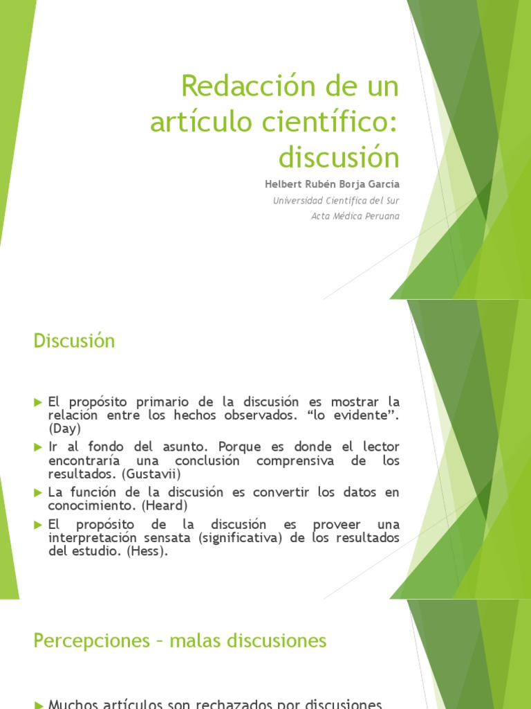 Redaccion de Un Articulo Cientifico Discusion | PDF