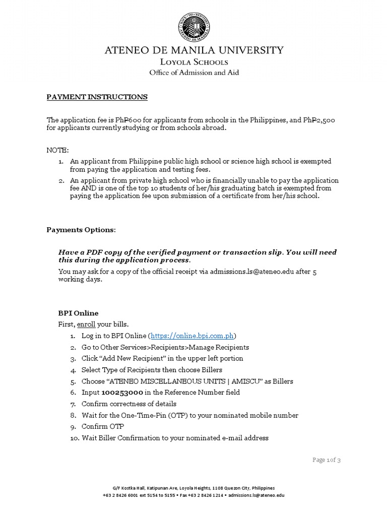 Payment Instructions | PDF | Payments | Receipt