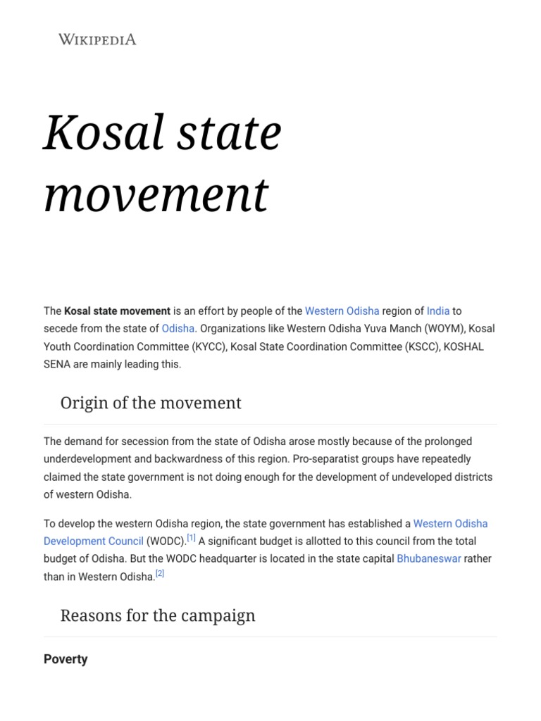 Kosal State Movement | Download Free PDF | Politics Of India | Government
