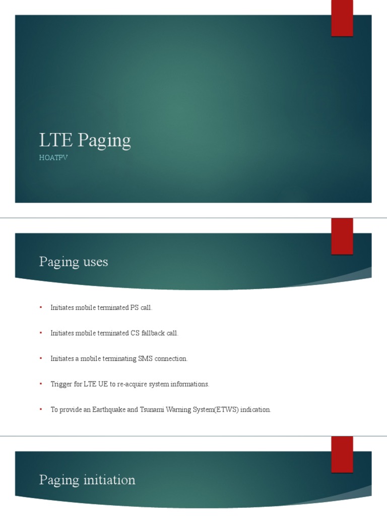Paging in 4G LTE Network | PDF | Telecommunications | Mobile Technology