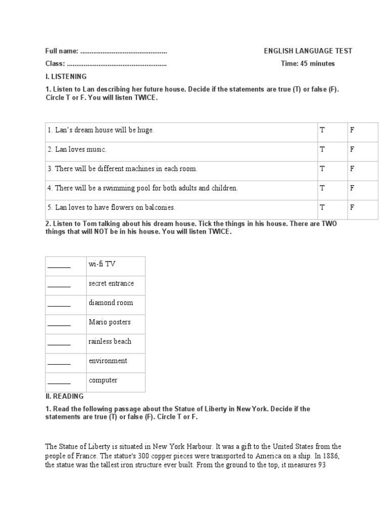 Test For Unit 9-10 | PDF