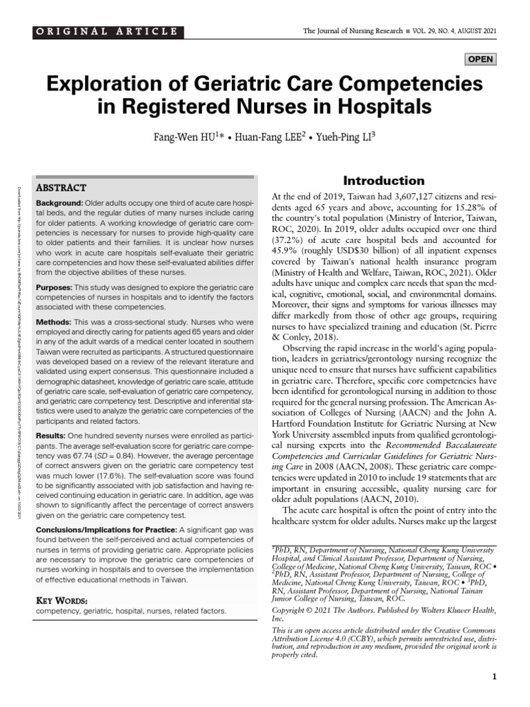 Exploration of Geriatric Care Competencies In.4 | PDF | Gerontological ...