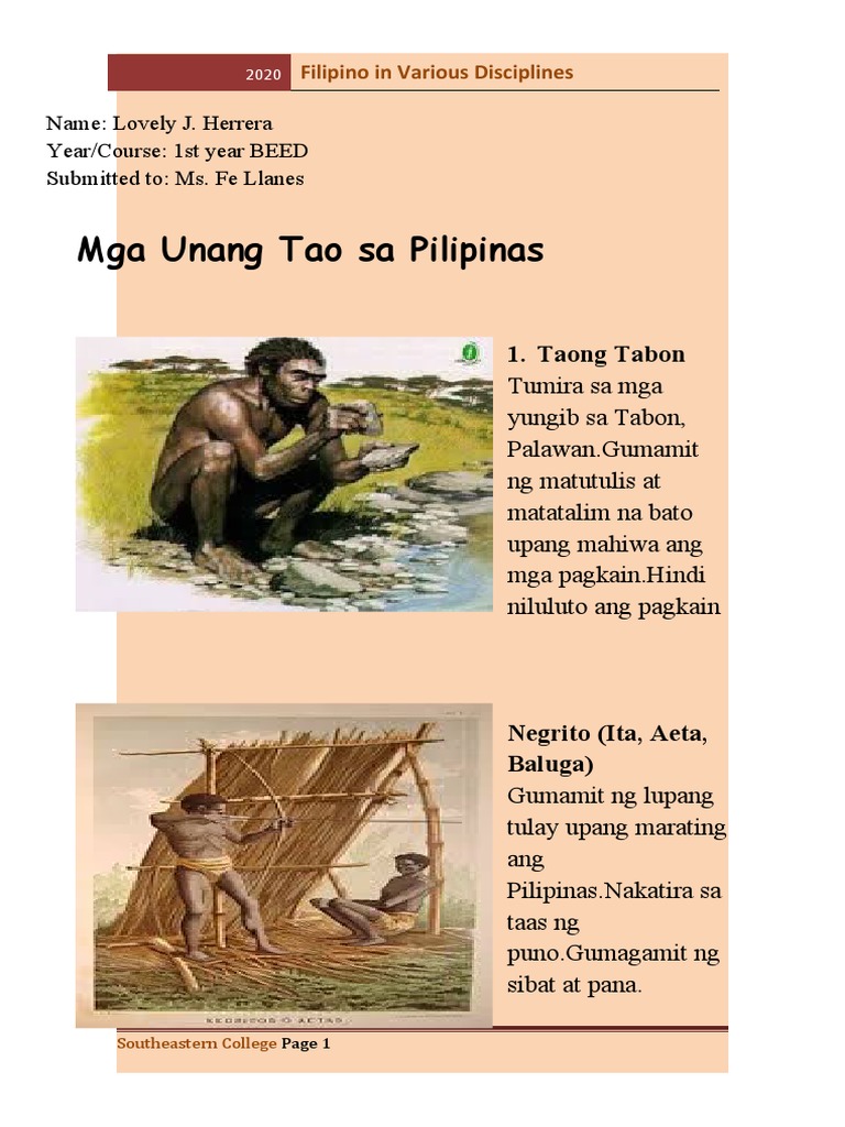 Mga Unang Tao Sa Pilipinas | PDF