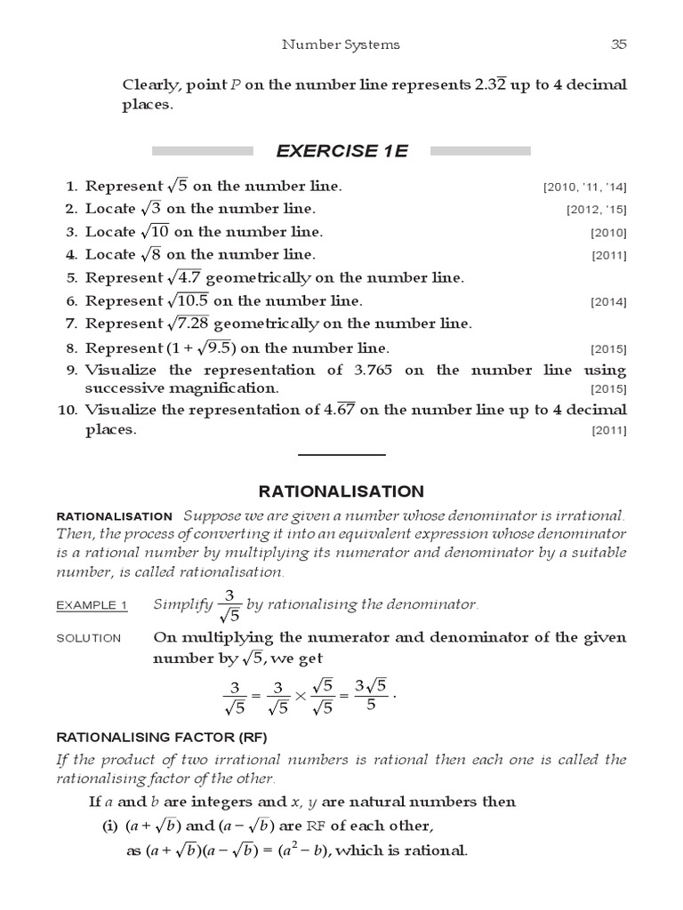 Exercise 1E: Number Systems 35 | PDF | Numbers | Mathematics