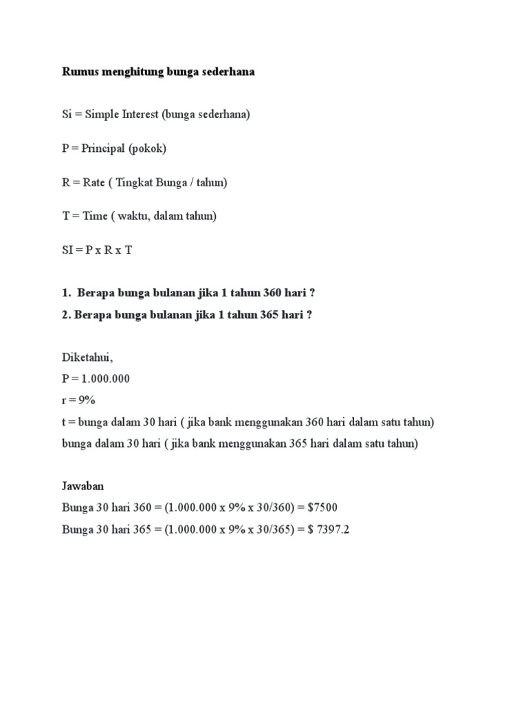 Rumus Bunga Sederhana 360 vs 365 Hari | PDF | Metode & Bahan Ajar
