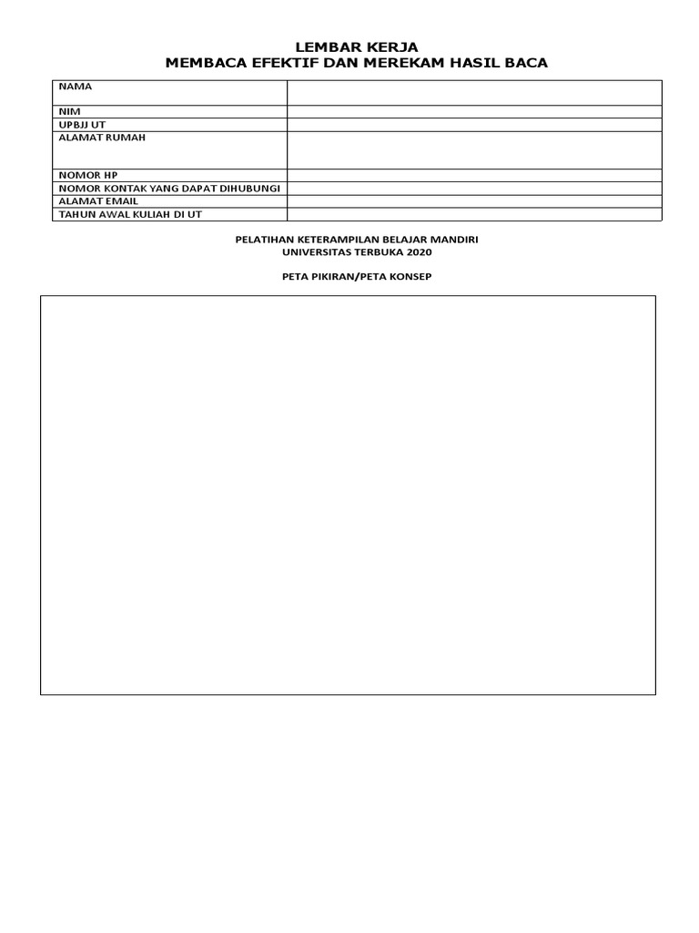 2 Lembar Kerja Membaca Efektif Dan Merekam Hasil Baca Peta Konsep | PDF