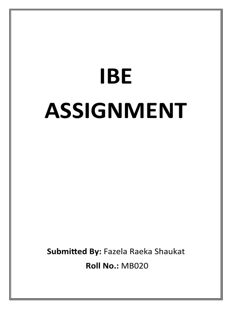 IBE Assignment | PDF | World Trade Organization | Multinational Corporation