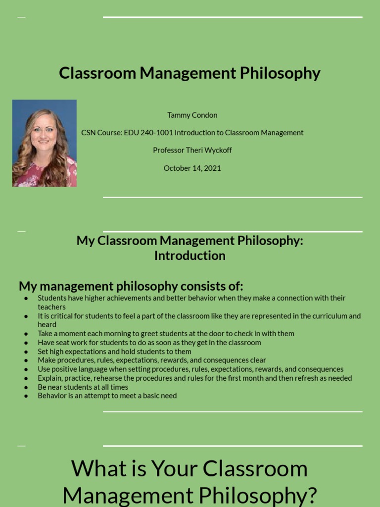 Classroom Management Philosophy 1 | PDF | Classroom Management | Classroom