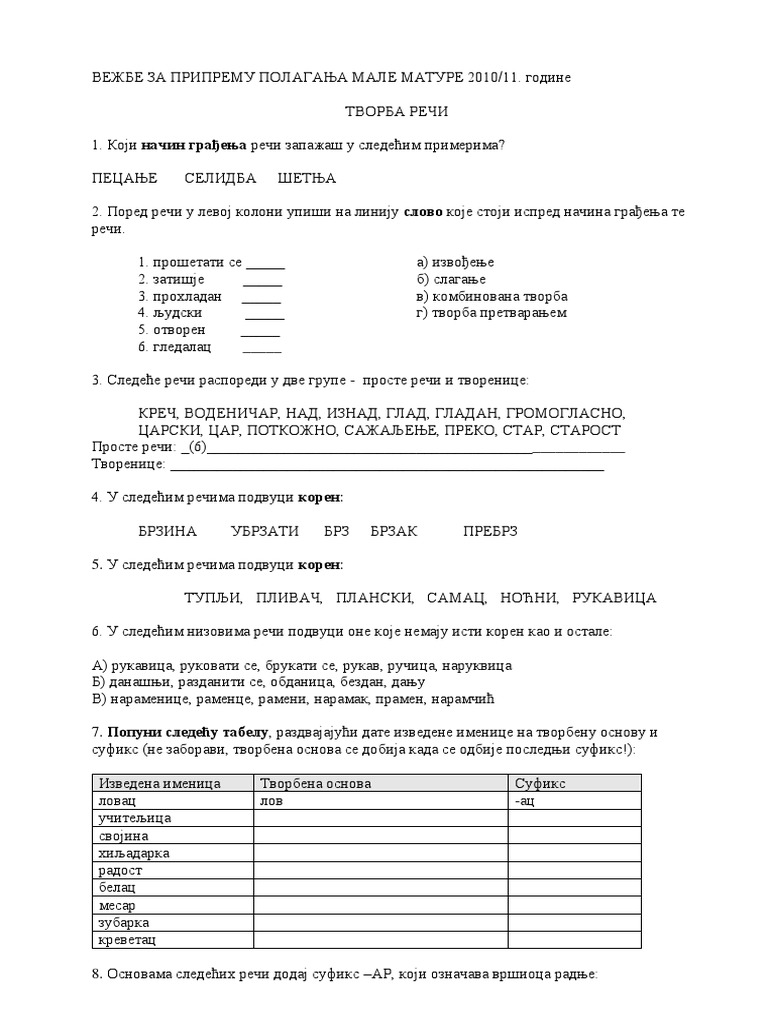 Tvorba Reci, Vezbanje | PDF