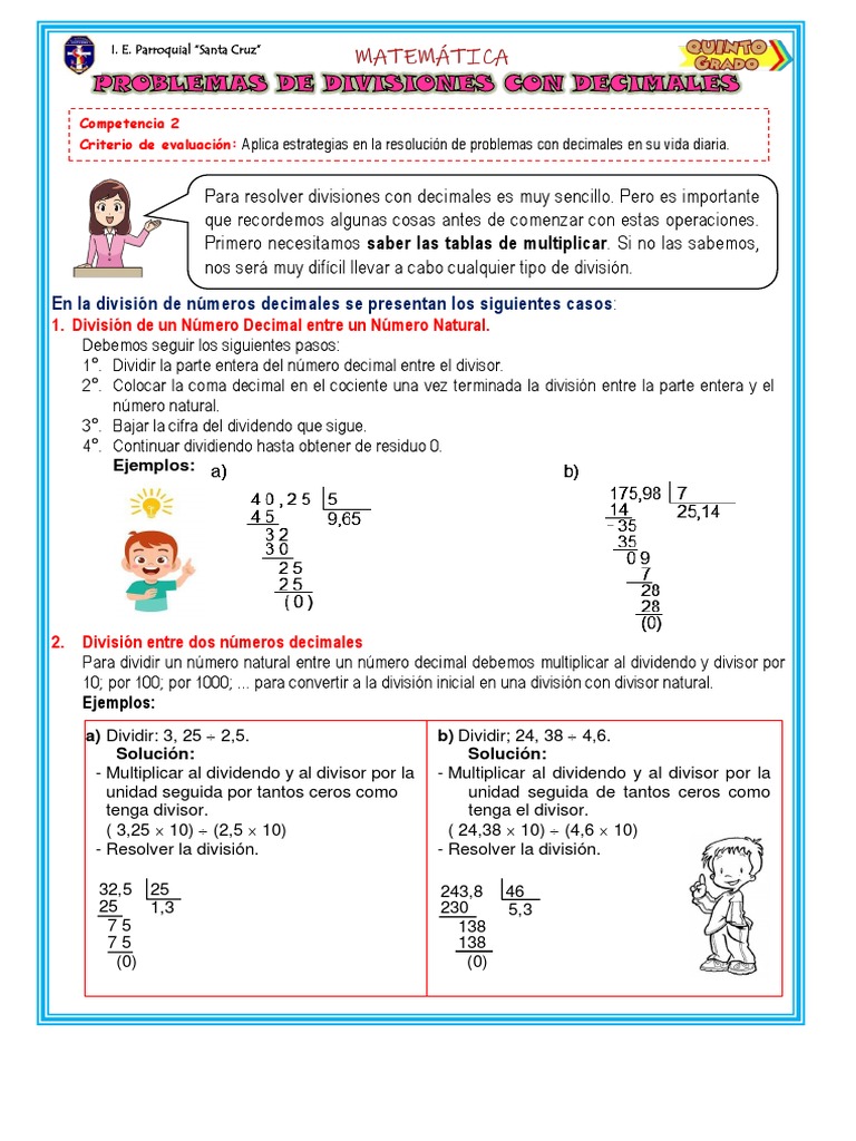 Problemas De Palabras Con División De Decimales, Hojas De Trabajo De ...